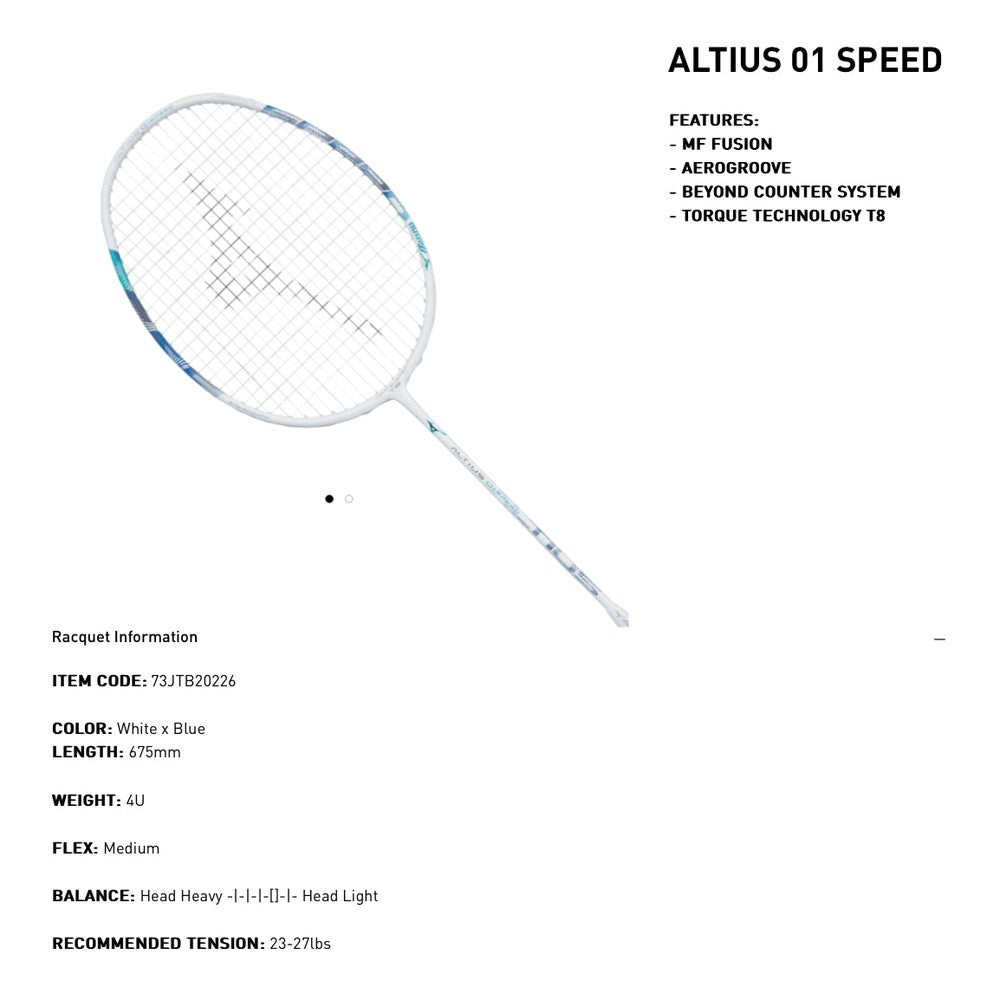 MIZUNO ALTIUS 01 SPEED BADMINTON RACKET 4U5 (73JTB20226) – SP x SPORT