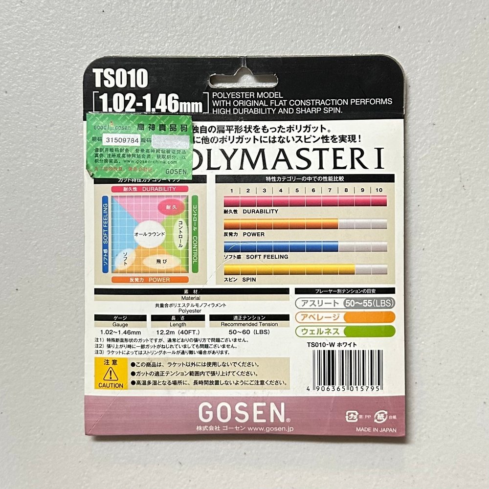 Gosen Tennis String Compositemaster I,Powermaster II,Polymaster I – SP ...