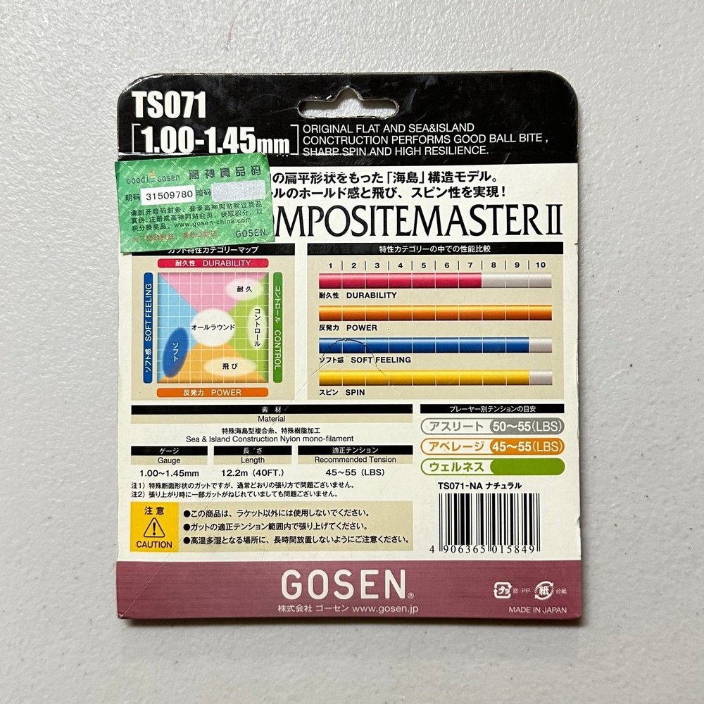 Gosen Tennis String Compositemaster I,Powermaster II,Polymaster I – SP ...
