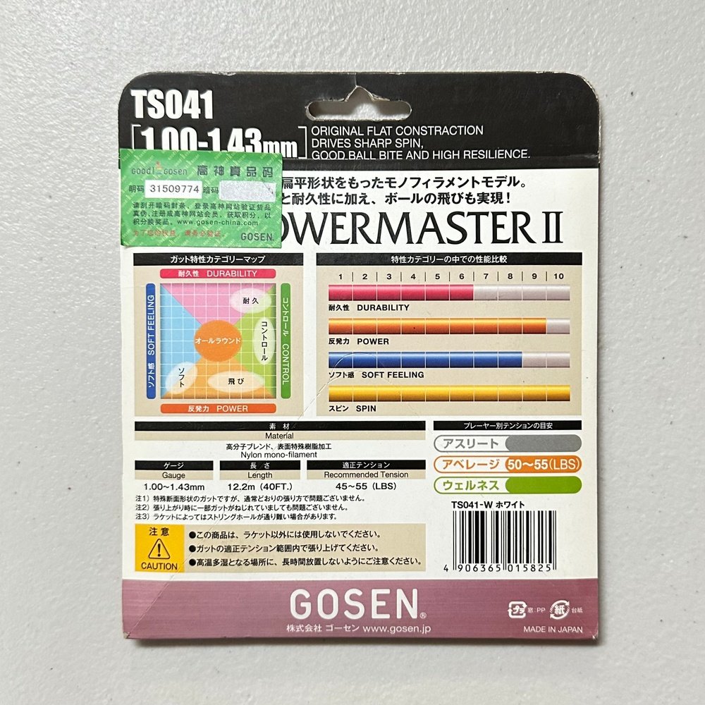 Gosen Tennis String Compositemaster I,Powermaster II,Polymaster I – SP ...