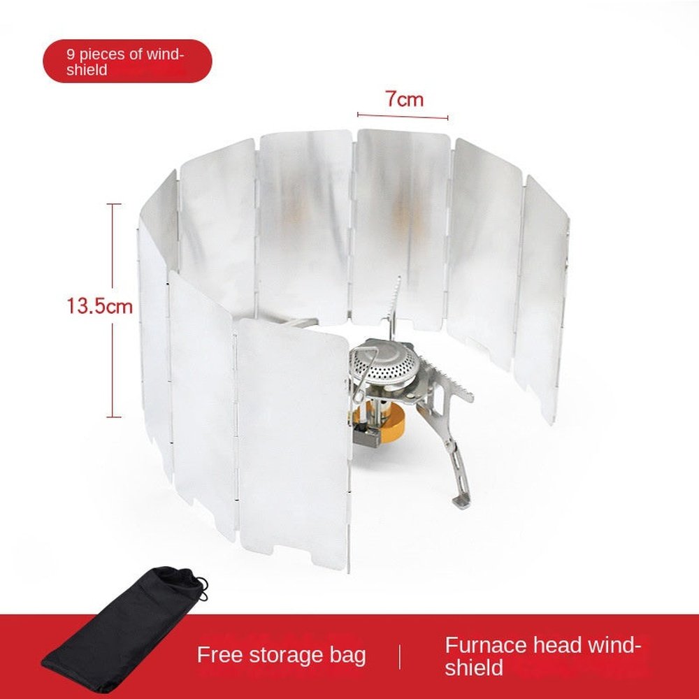 9 Plates Outdoor Foldable Cooker BBQ Gas Stove Windshield Windproof Sc ...